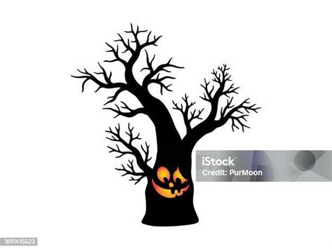 무서운 나무 할로윈 실루엣 그림입니다 공포 할로윈 트리 라인 아트 으스스한 식물 할로윈 흑백 장식용 할로윈 식물 10월에 대한 스톡 벡터 아트 및 기타 이미지 Istock