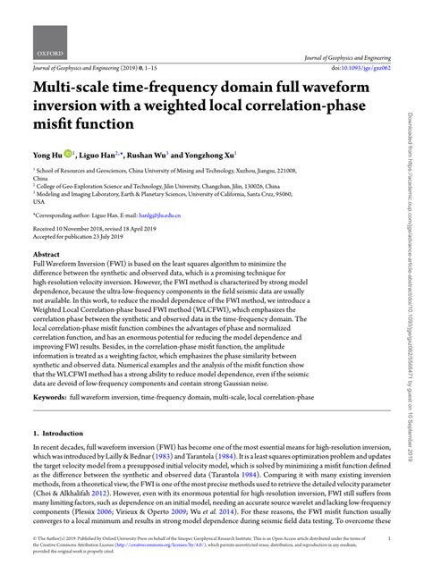 Pdf Multi Scale Time Frequency Domain Full Waveform Inversion With A