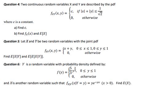 Solved Question 4 Two Continuous Random Variables X And Y