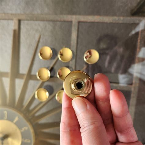 Nos 2 X Vtg Brass Concave Knobs 1 Ajax Gold Drawer Pull 1 Inch Small