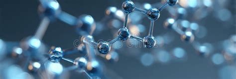 Molecular Structure Model Illuminated In Soft Blue Light Showcasing