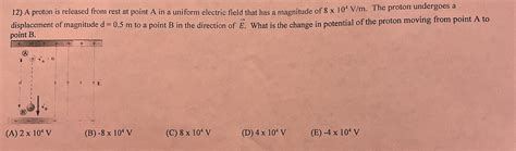 Solved A Proton Is Released From Rest At Point A In A Chegg