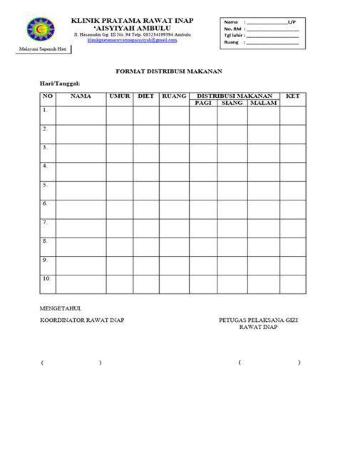 Form Distribusi Makanan Pdf