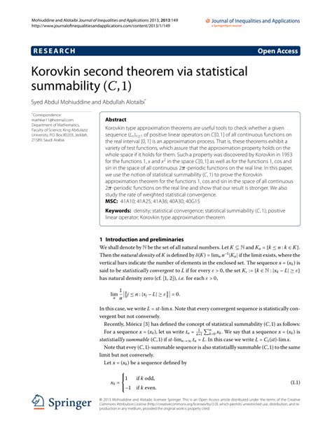 Pdf Korovkin Second Theorem Via Statistical Summability C 1