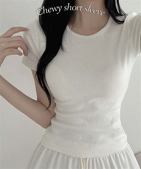 1 1💕[쫀쫀슬림 색감맛집] 휘낭시에 라운드 슬림핏 여름 반팔 티셔츠 7colors 에이블리