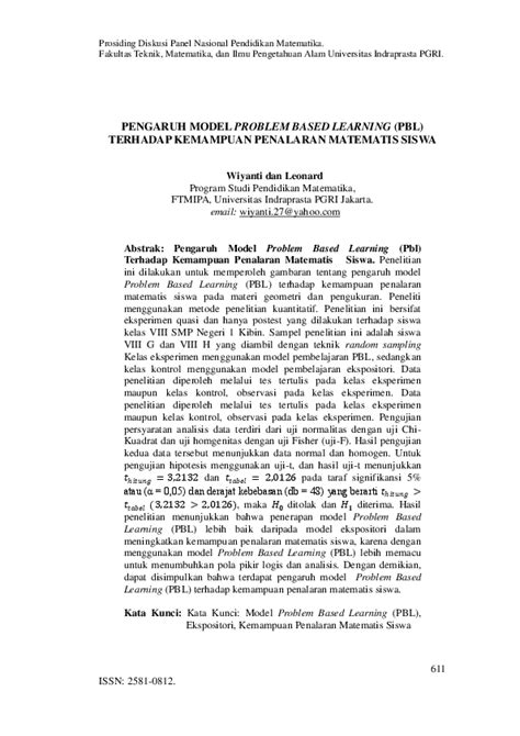 pdf pengaruh model problem based learning pbl terhadap kemampuan