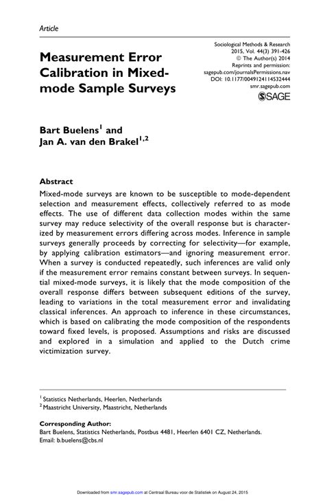 Pdf Measurement Error Calibration In Mixed Mode Sample Surveys