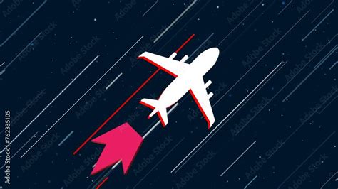 Airplane Symbol Flies Through The Universe On A Jet Propulsion The Symbol In The Center Is