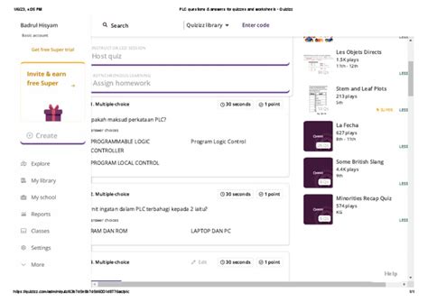 Plc Questions And Answers For Quizzes And Worksheets Quizizz Pdf Quiz Data Collection