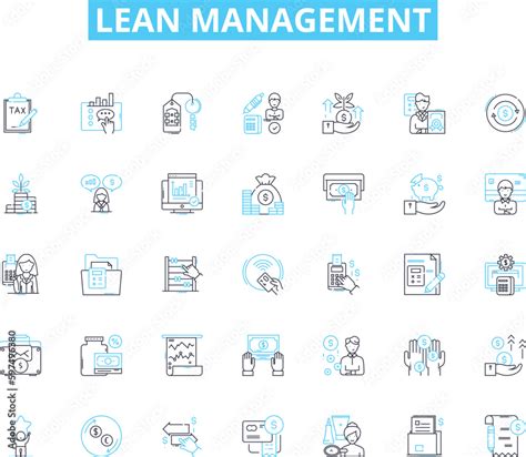 Lean Management Linear Icons Set Efficiency Optimization Kaizen
