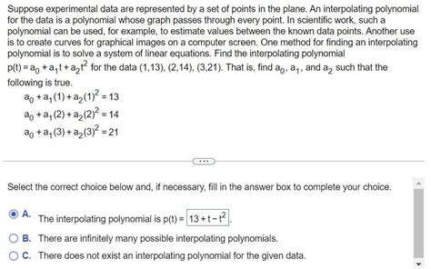 Solved Suppose Experimental Data Are Represented By A Set Of
