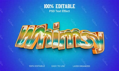Whimsy Distorted Glossy 3d Text Effect Photoshop Premium Psd File