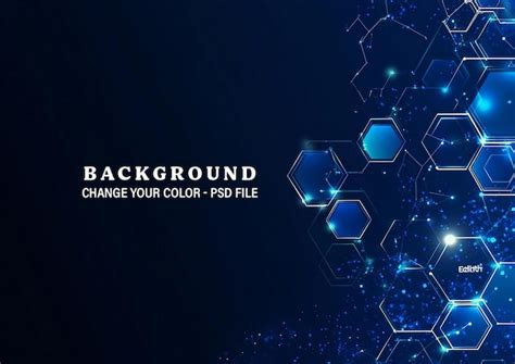 Premium Psd Blue Technology Background With Hexagonal Connection Vector Illustration