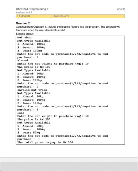 Solved CSNB Programming II Assignment Student Chegg