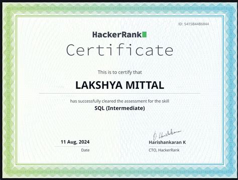 thrilled to announce that i ve achieved hackerrank certification in sql