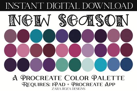New Season Procreate Color Palette 30 Swatches