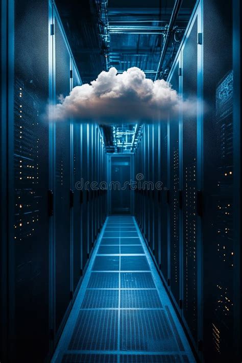 Advanced Cloud Computing In Modern Data Center With Digital Servers Stock Illustration
