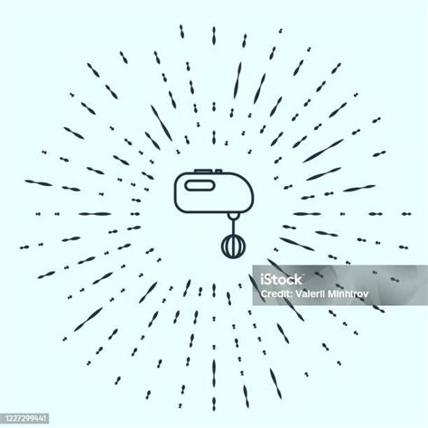 회색 배경에 격리 된 검은 색 라인 전기 믹서 아이콘입니다 주방 믹서기 추상 원 임의의 점 벡터 일러스트레이션 가능성에 대한