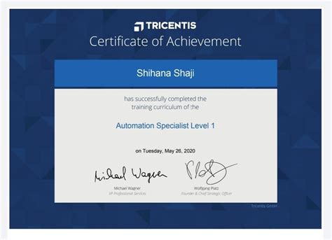 Certified Automation Tosca Tricentis Softwaretesting… Shihana Shaji