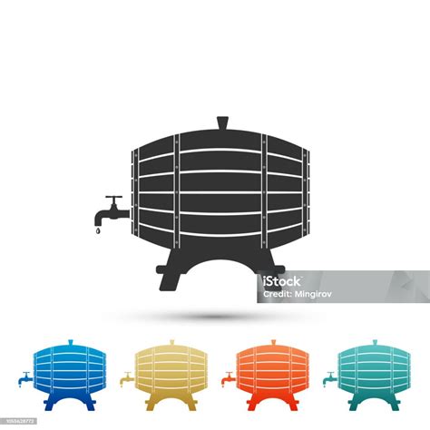 자 지 아이콘이 흰색 배경에 고립 된 선반에 나무 배럴 컬러 아이콘에 요소를 설정 합니다 평면 디자인입니다 벡터 일러스트 레이 션 0명에 대한 스톡 벡터 아트 및 기타