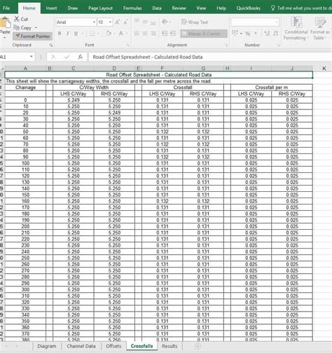 Road Offset Calculator Spreadsheet