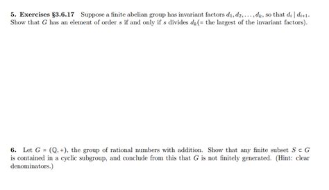 solved 5 exercises § 3 6 17 suppose a finite abelian group