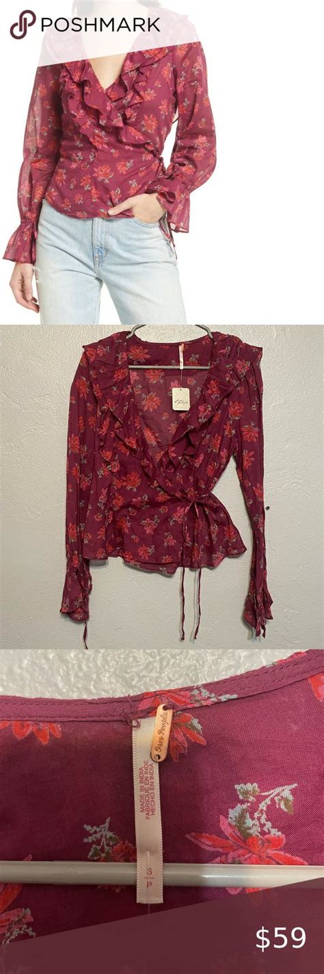 Free People Amanda Ruffle Long Sleeve Wrap Top Nwt Spring Billowy