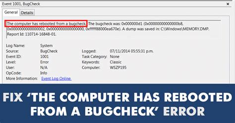 Bugcheck Computer Error Fix Rebooted How To Fix The Computer Has Rebooted From A