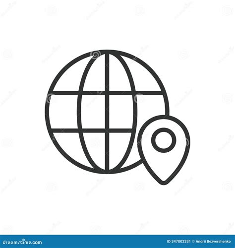 World Location Icon In Line Design World Location Map Globe Coordinates Gps Place On