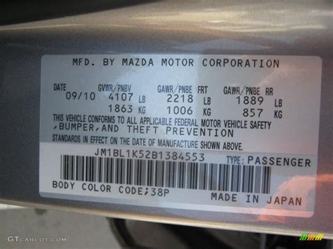 2011 Mazda3 Color Code 38p For Liquid Silver Metallic Photo 38060526