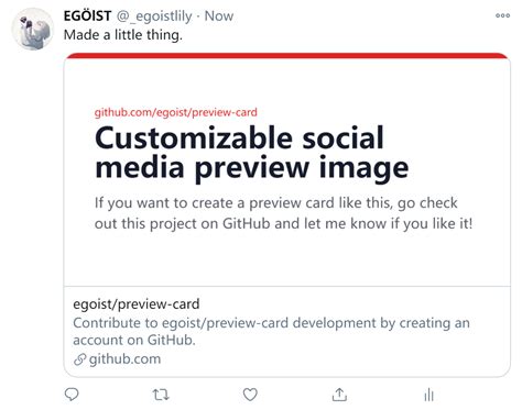 Github Egoist Preview Card Customizable Social Media Preview Image