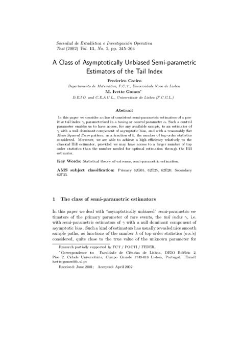 pdf a class of asymptotically unbiased semi parametric estimators of