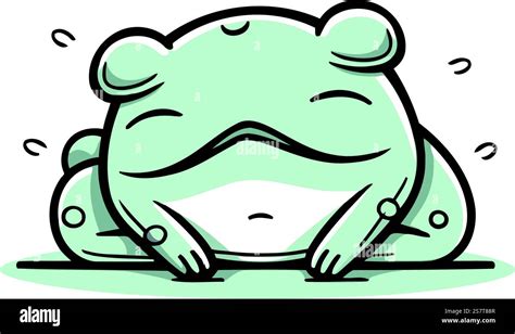 Crying Cartoon Frog Vector Illustration Isolated On White Background