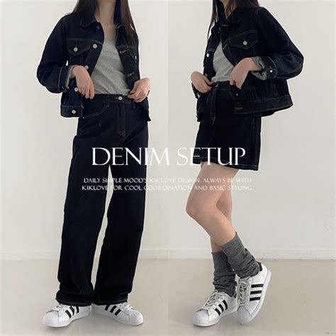 단품가능청청패션 올해의 유행 이염없는 레트로 생지 데님 자켓스커트팬츠 투피스 3ps 셋업 세트가능단품가능 2color 로코데님세트