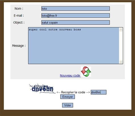 PHP Formulaire vers courriel basique avec contrôle captcha anti spam