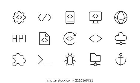 Vector Set Programming Thin Line Icons Stock Vector Royalty Free Shutterstock