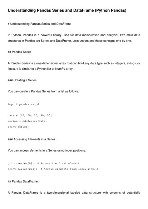Mastering Pandas In Python The Complete Data Analysis Guide