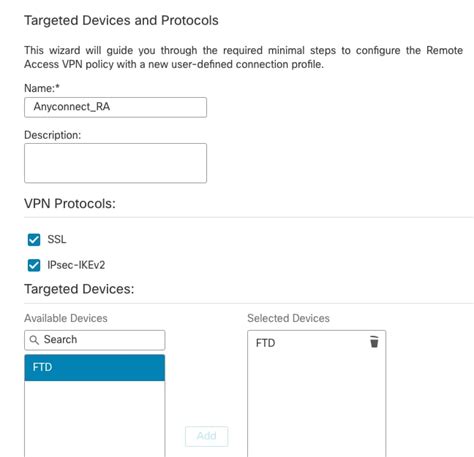 Ftdでのセキュアクライアントanyconnectリモートアクセスvpnの設定 Cisco