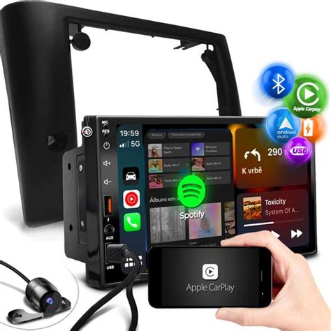 Kit Multimidia Carplay Android Auto Câmera Ré Moldura Fiat Stilo Mp5 Combat Etech