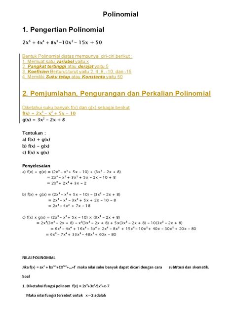 Polinomial Pdf Metode And Bahan Ajar