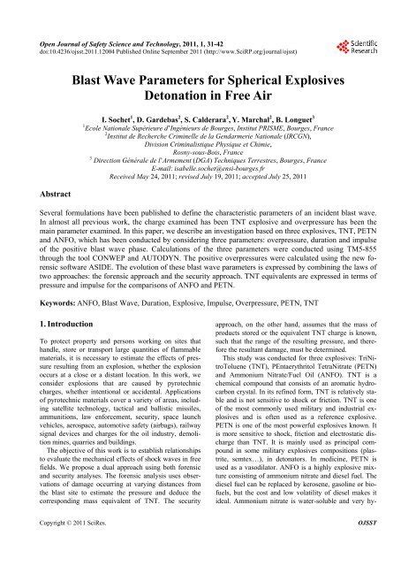 Blast Wave Parameters For Spherical Explosives Detonation In Hal