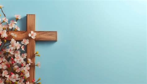 십자가와 꽃이 있는 기독교 배경 프리미엄 사진