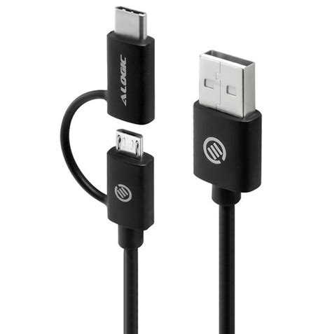 Alogic USB 2 0 USB A To USB C Micro USB B Combo Cable For Charge Sync Male To Male 1m