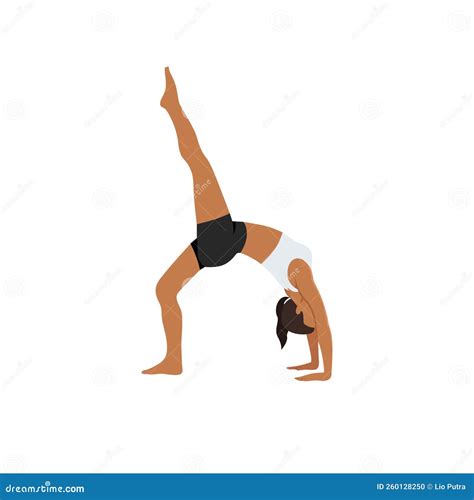 Woman Doing One Legged Wheel Pose Practice Eka Pada Urdhva Dhanurasana