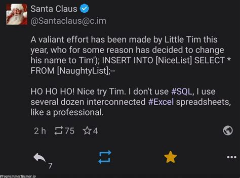 Santa Vs SQL Injection ProgrammerHumor Io Santa Vs SQL Injection ProgrammerHumor Io
