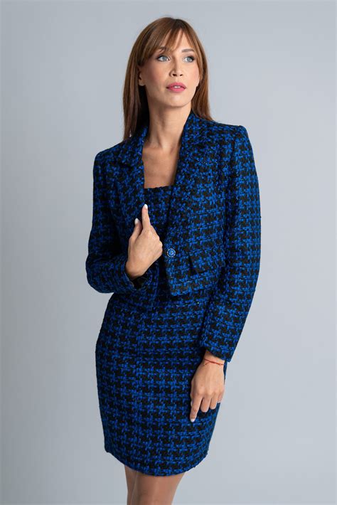 Дамски костюм рокля сако букле в синьо Milesstone Zimfashion