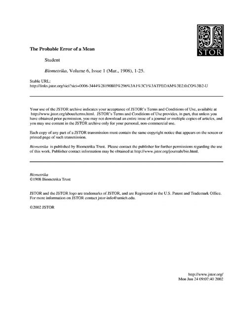 Student 1908 The Probable Error Of A Mean Pdf
