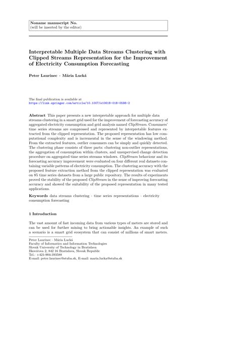 Pdf Interpretable Multiple Data Streams Clustering With Clipped Streams Representation For The