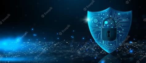 Premium Photo Shield With Padlock Icon On Circuit Board And Network Wireframe With Binary Code