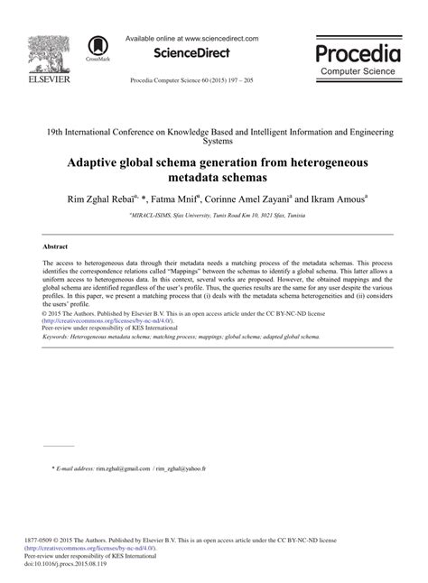 Pdf Adaptive Global Schema Generation From Heterogeneous Metadata Schemas